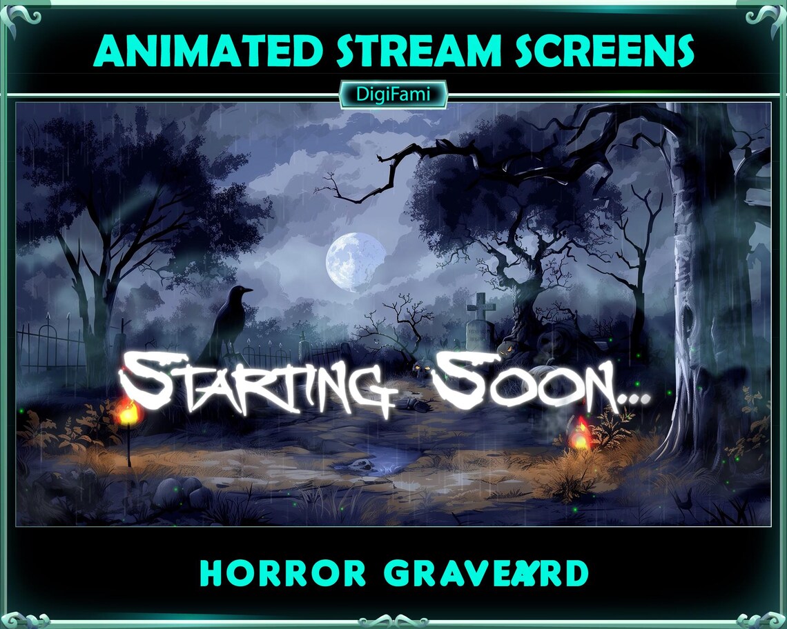 Spooky Halloween Animated Stream Screen Overlays, Black Crow in the ...