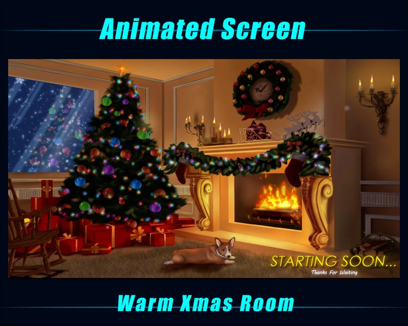 Animated Twitch Overlay Package Xmas Warm Room, Cozy Christmas Room ...