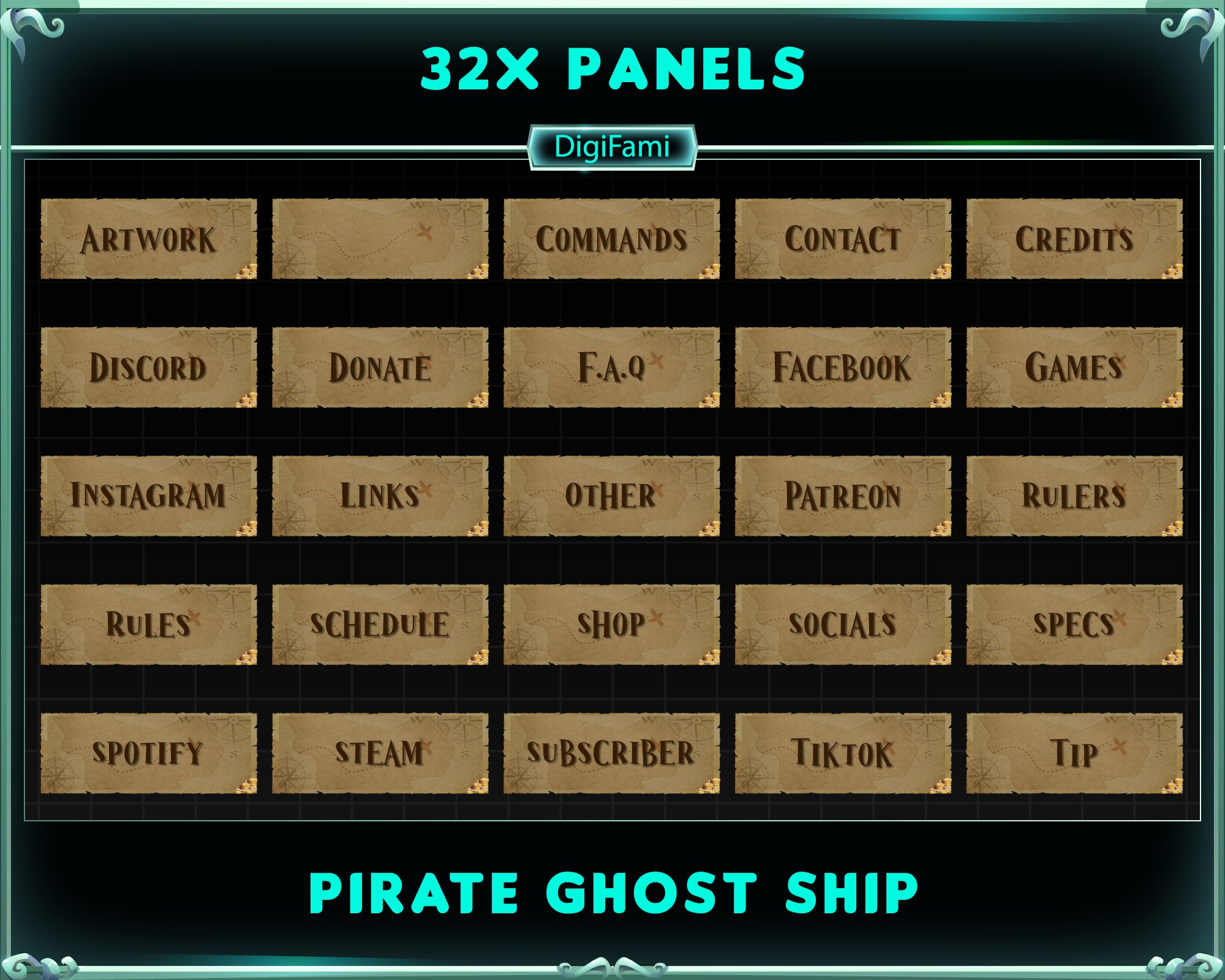 Ghost Pirate Ship Animated Twitch Overlay Package, Pirate Ghost Ship ...