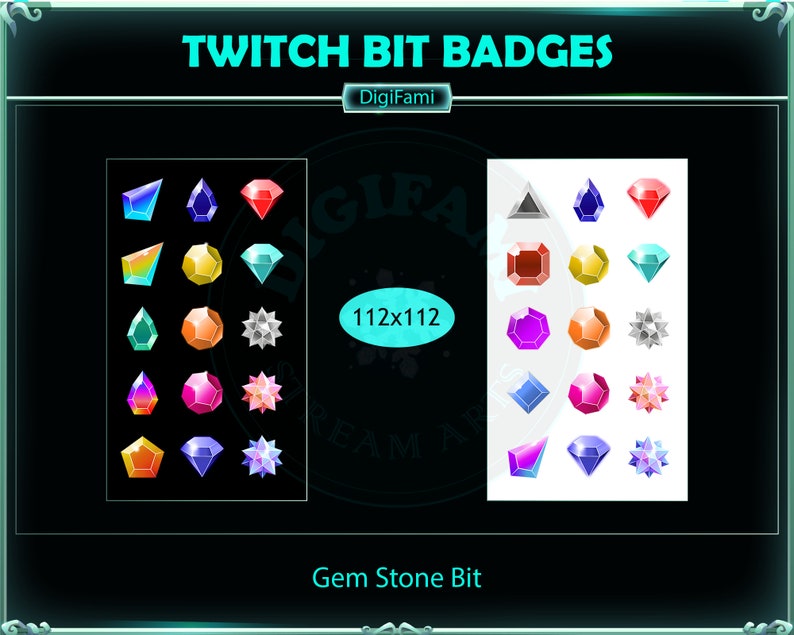 Gem Stones Twitch Bit Badges Set, Gem Stones Twitch Bit Badges, Crystal ...