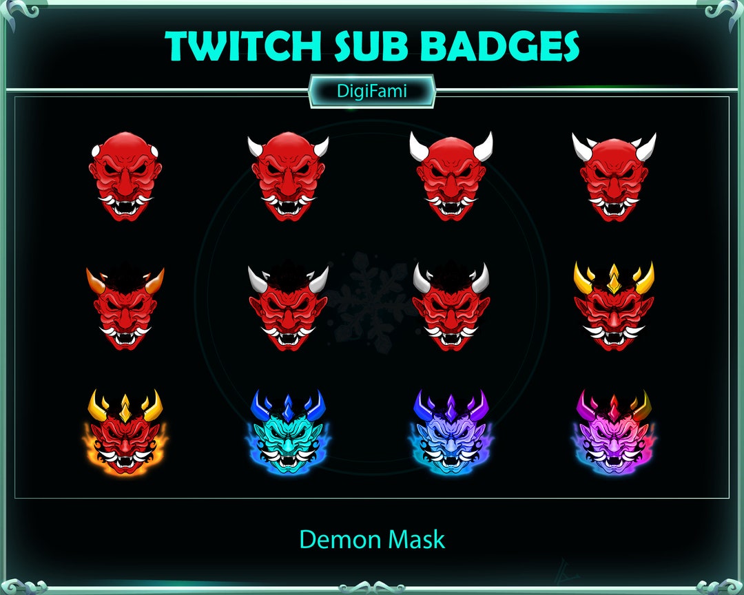 Demon Mask Twitch Sub Badges, Devil Mask Twitch Sub Badges, Demon ...