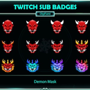 Demon Mask Twitch Sub Badges, Devil Mask Twitch Sub Badges, Demon ...