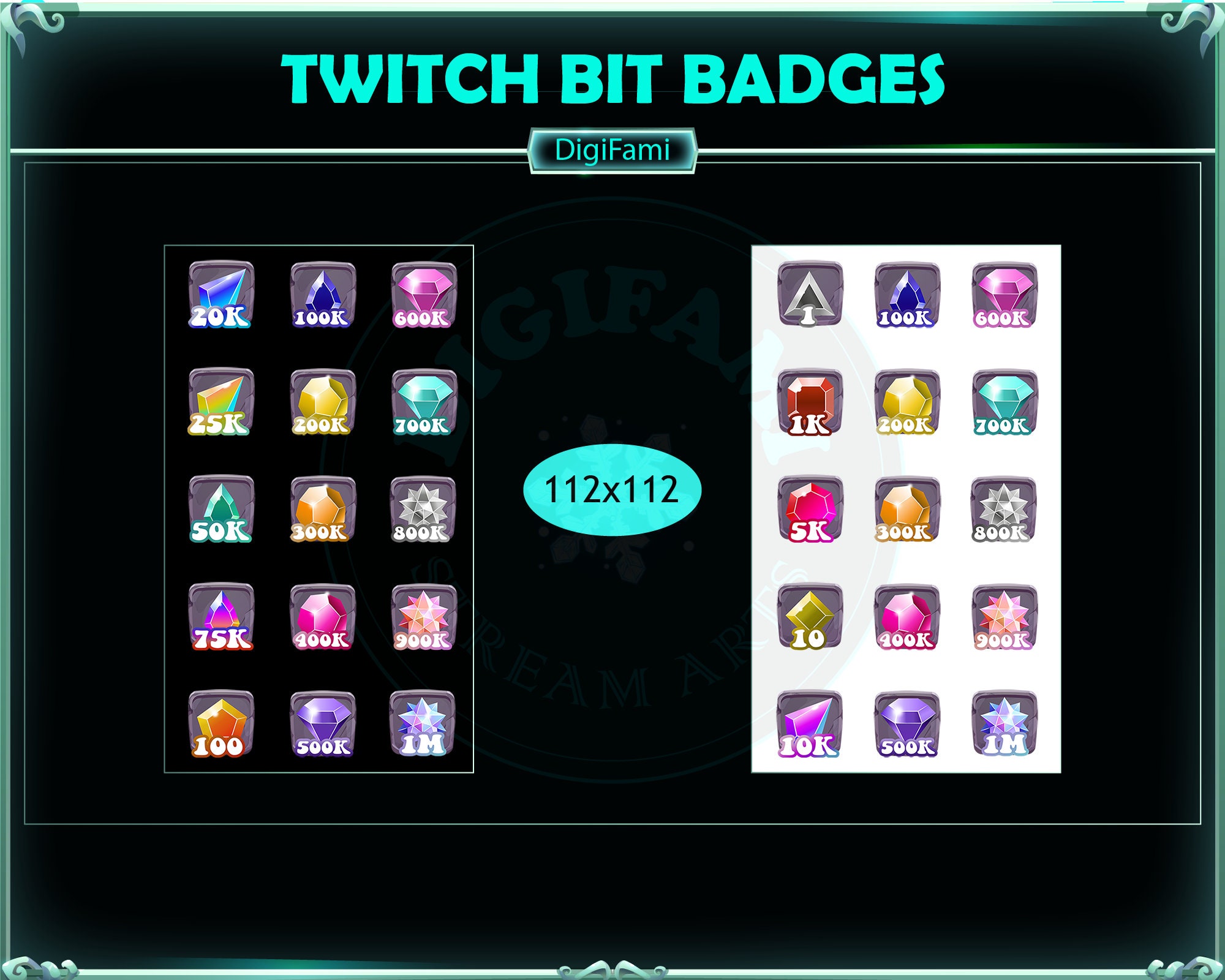 Gem Twitch Bit Badges Set, Gem Twitch Bit Badges, Crystal Gem Bit ...