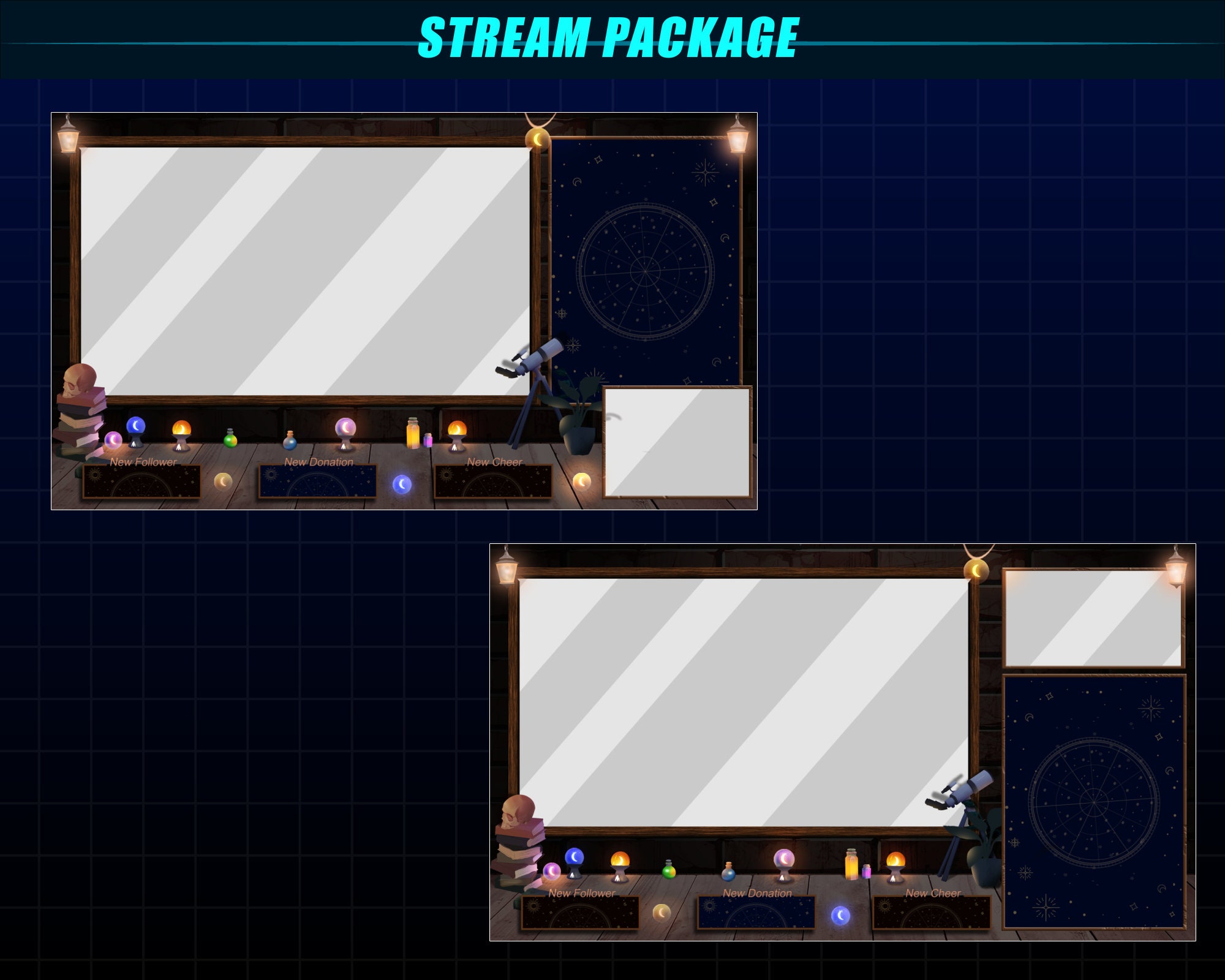 Animated Scenes Astrology Room Overlay Package, Celestial Stream ...