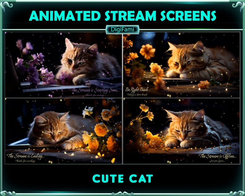 ANIMATED Twitch Stream Overlays Cute Cats, Cute Kittens Animated Stream ...