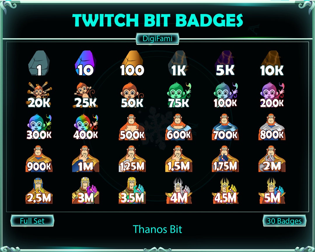 Thanos Twitch Bit Badges, Tha-nos Twitch Bit Badges, Monkey Twitch Bit ...