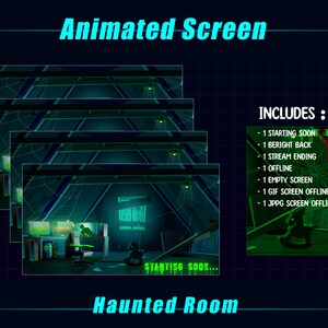Halloween Neon Haunted PC Room Animated Stream Scenes, NEON Horror Dark ...