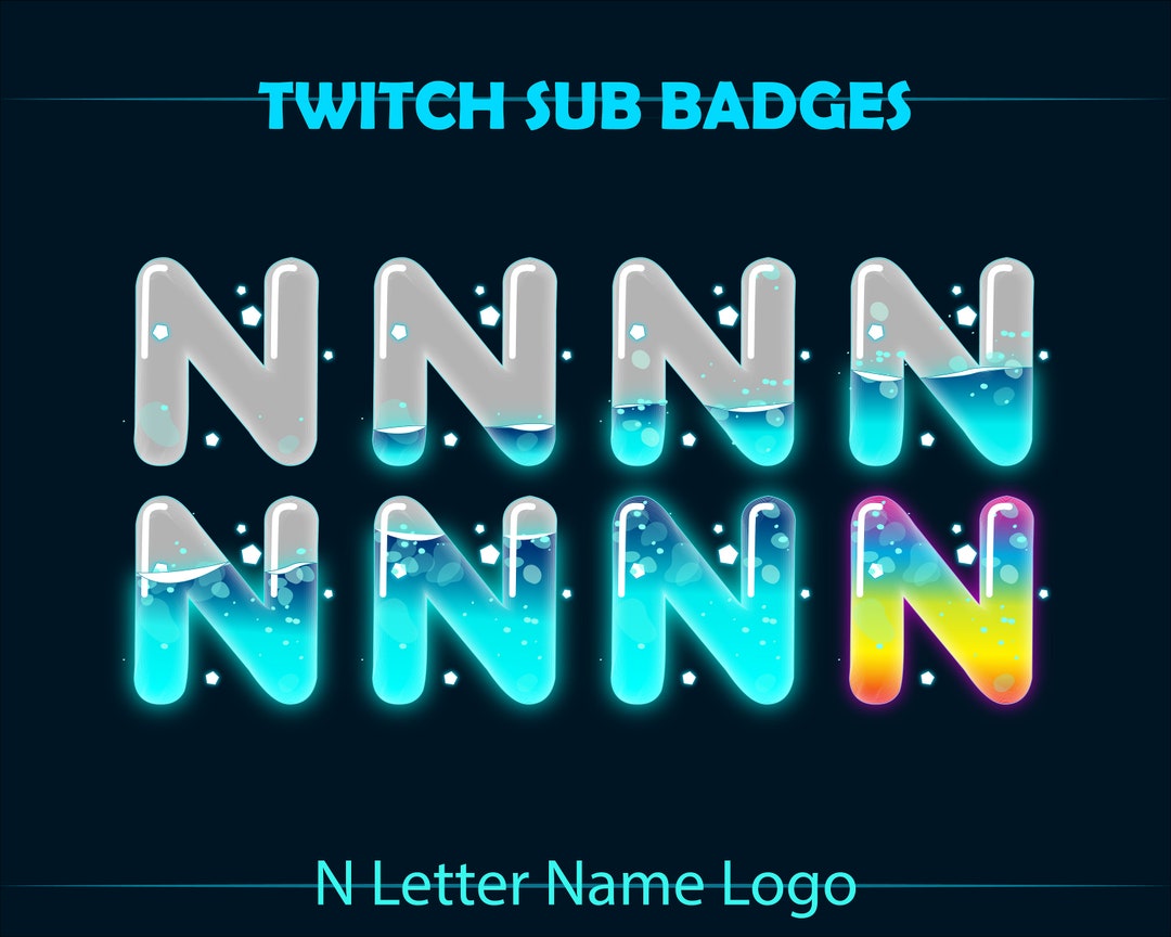 Letter N Twitch Sub Badges, Liquid Letter N Bottle Twitch Sub Badges ...