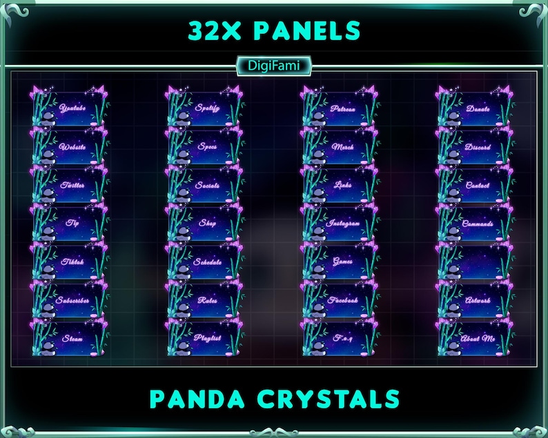 ANIMATED Twitch Stream Overlay Package Cute Crystal Panda, Panda in ...