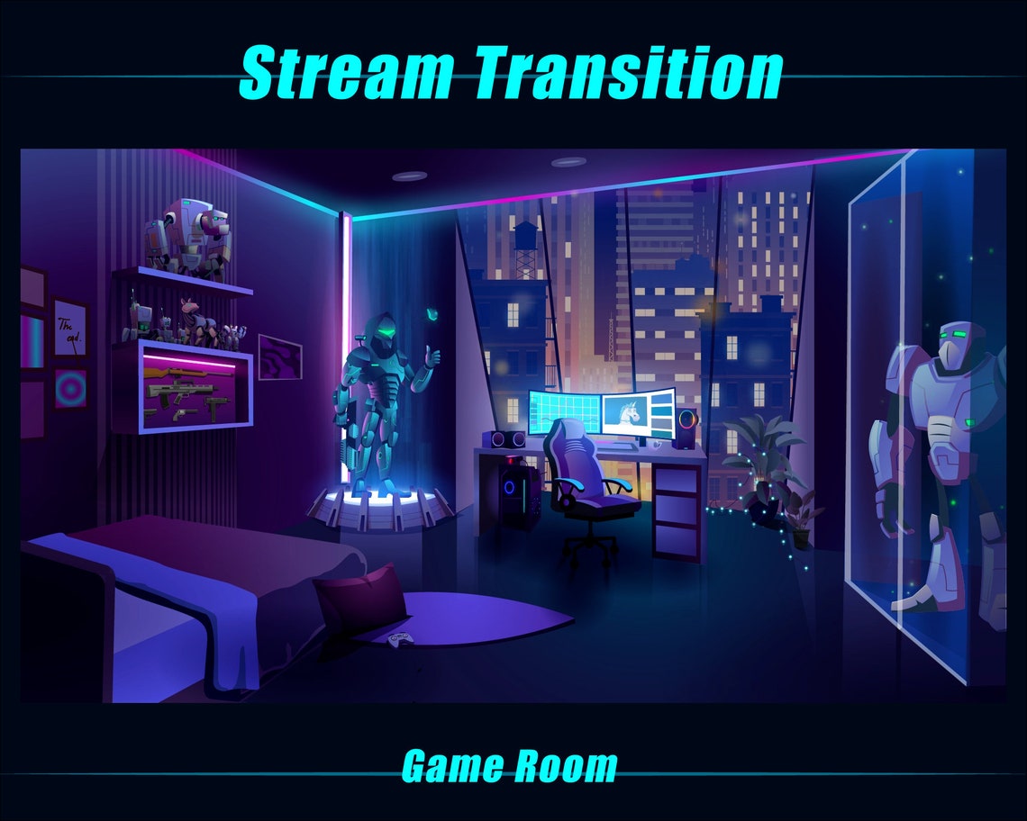 Animated Twitch Transition Stinger Neon Gaming Room / Retro Cozy Dark ...