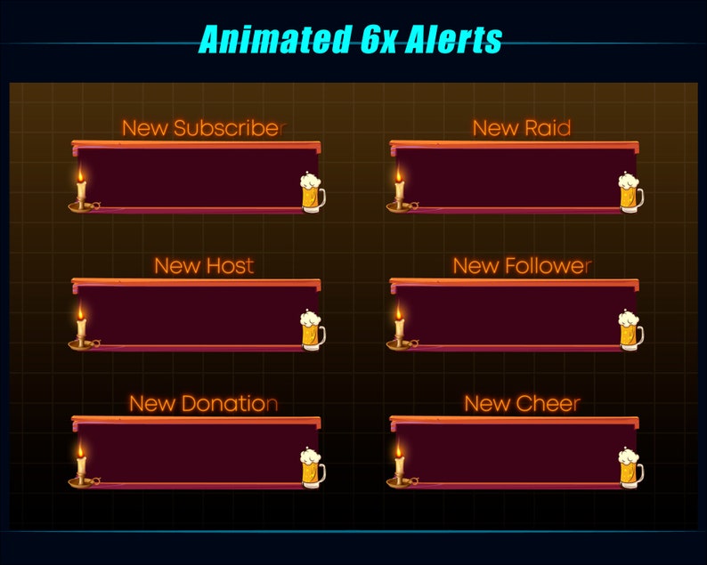 Animated Twitch Overlay Package Warm Tavern / Cozy Pub Bar Stream ...