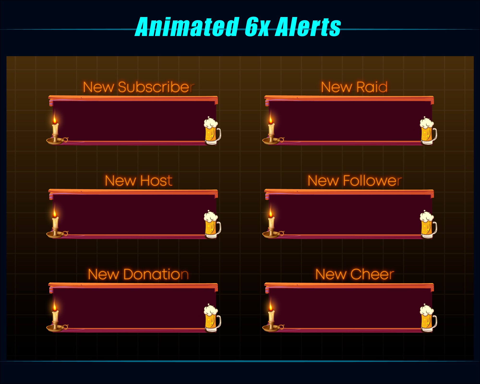 Animated Twitch Overlay Package Warm Tavern / Cozy Pub Bar Stream ...