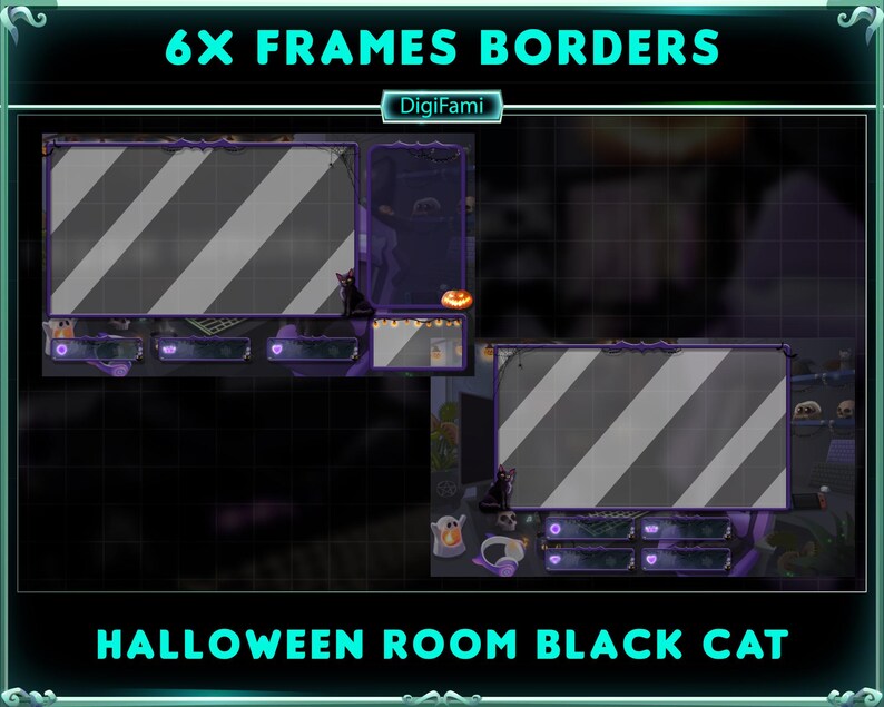 Halloween Witchy PC Room Animated Stream Package, Halloween Spooky PC ...