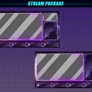 Broken Glass Animated Twitch Stream Overlay Package, Minimalist Purple ...