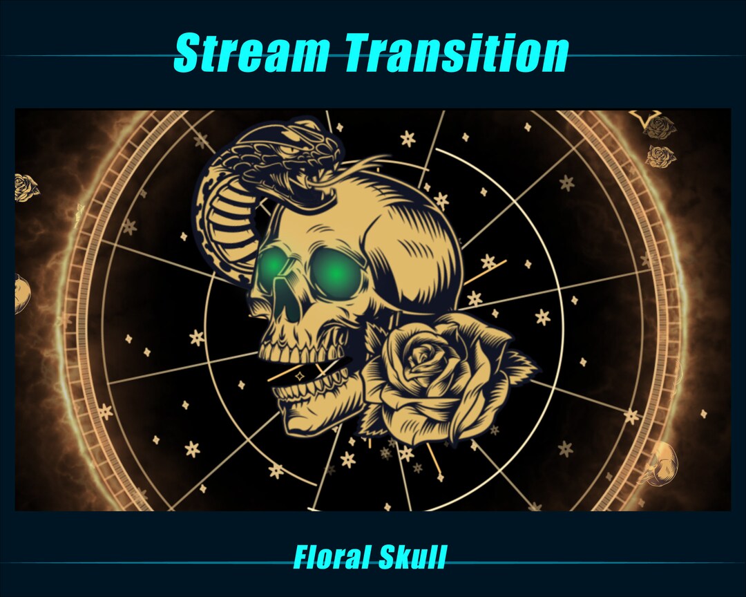 Animated Stream Transition Floral Skull Stinger | Snake Skull Twitch ...