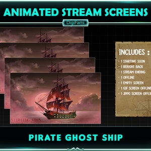 RED Ghost Pirate Ship Animated Twitch Overlay Package, Blood Pirate ...