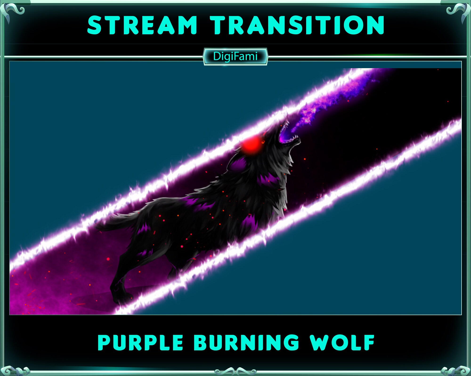PURPLE Fire Wolf Stream Transition, Fire Scene Stinger, Purple Wolf ...