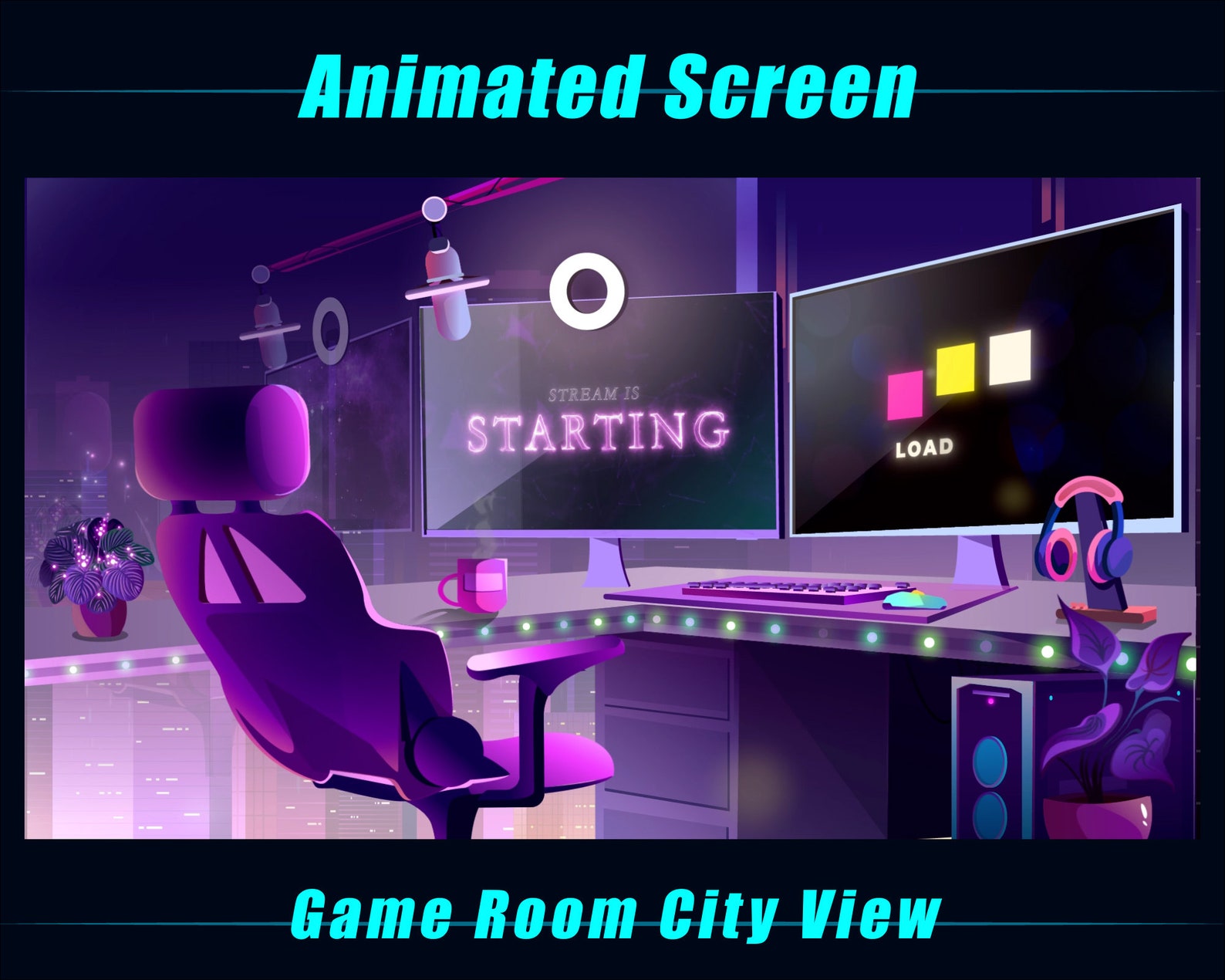 Animated Twitch Overlays Raining Cityview PC Set-up Room, Cityview PC ...