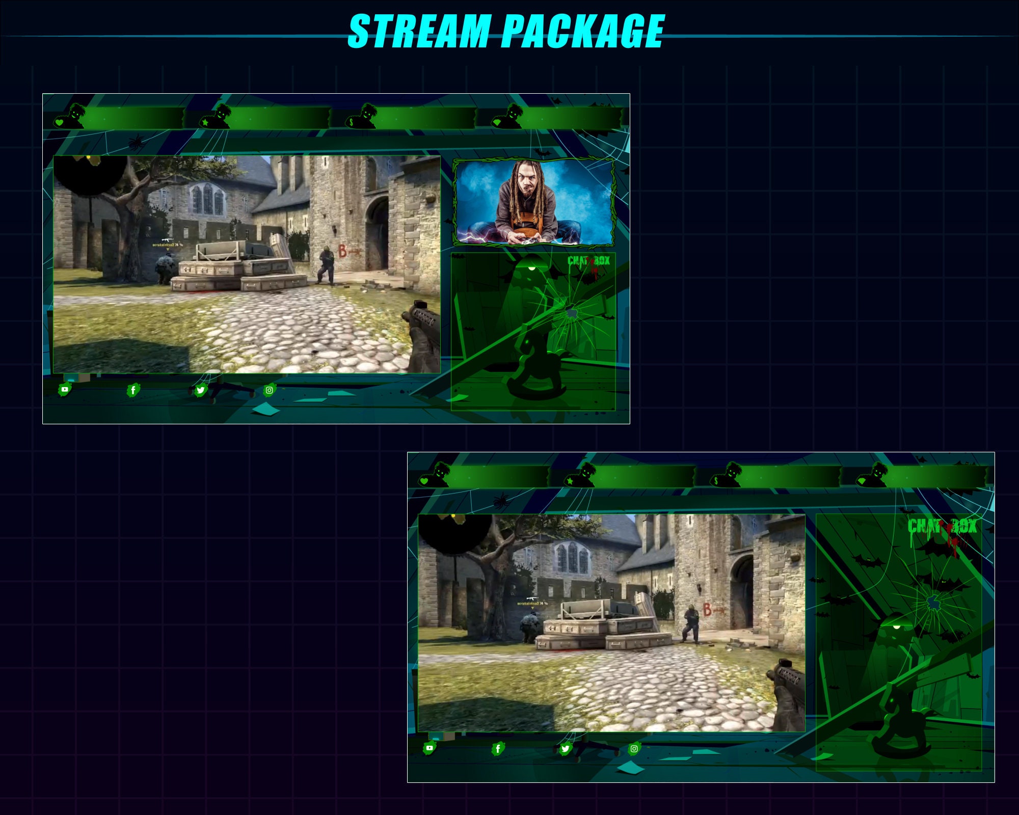 Halloween Neon Haunted PC Room Animated Stream Package, NEON Horror ...