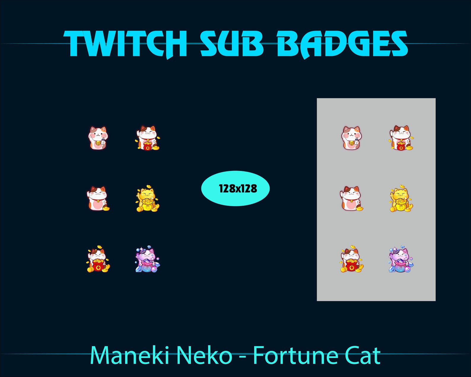 Fortune Cat Twitch Sub Bit Badges / Maneki Neko Twitch Sub Badges ...
