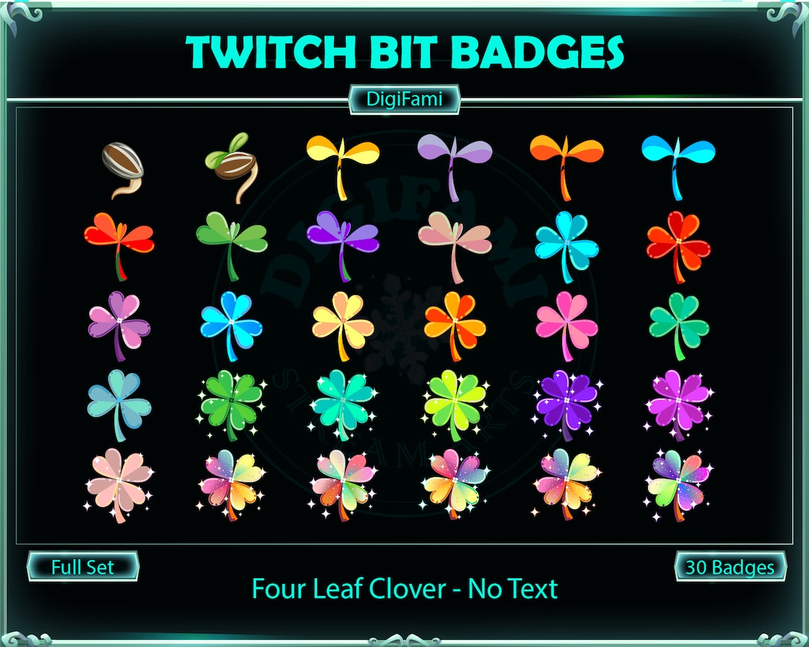 Four Leaf Clover Twitch Sub Bit Badges, Lucky Four-leaf Clover Twitch ...