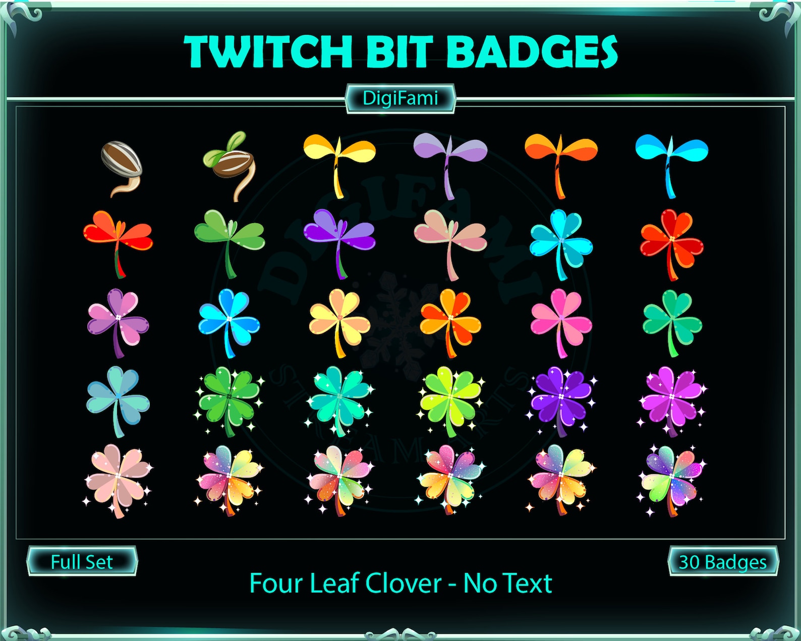 Four Leaf Clover Twitch Sub Bit Badges Lucky Four-leaf Clover - Etsy