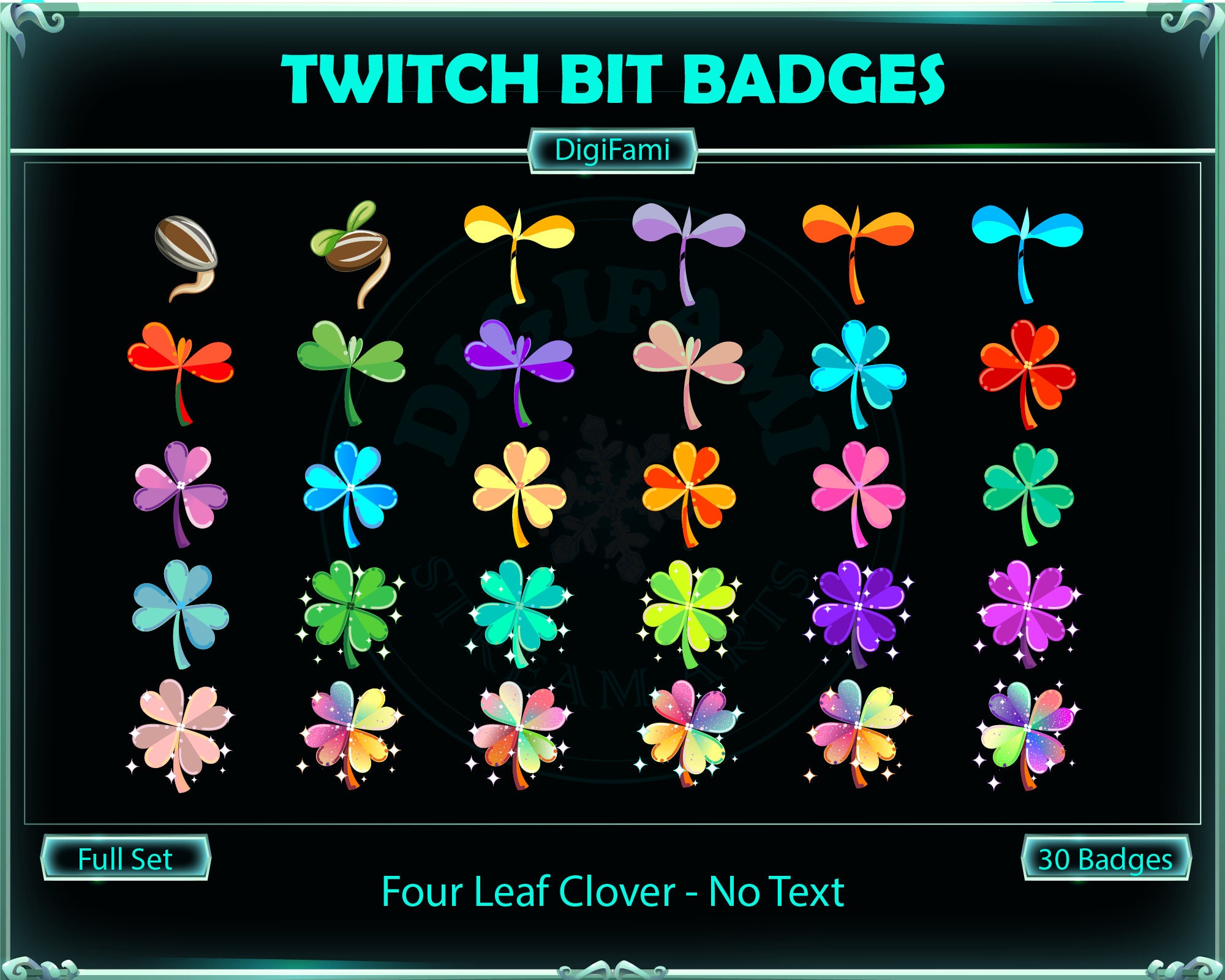 Four Leaf Clover Twitch Sub Bit Badges, Lucky Four-leaf Clover Twitch ...