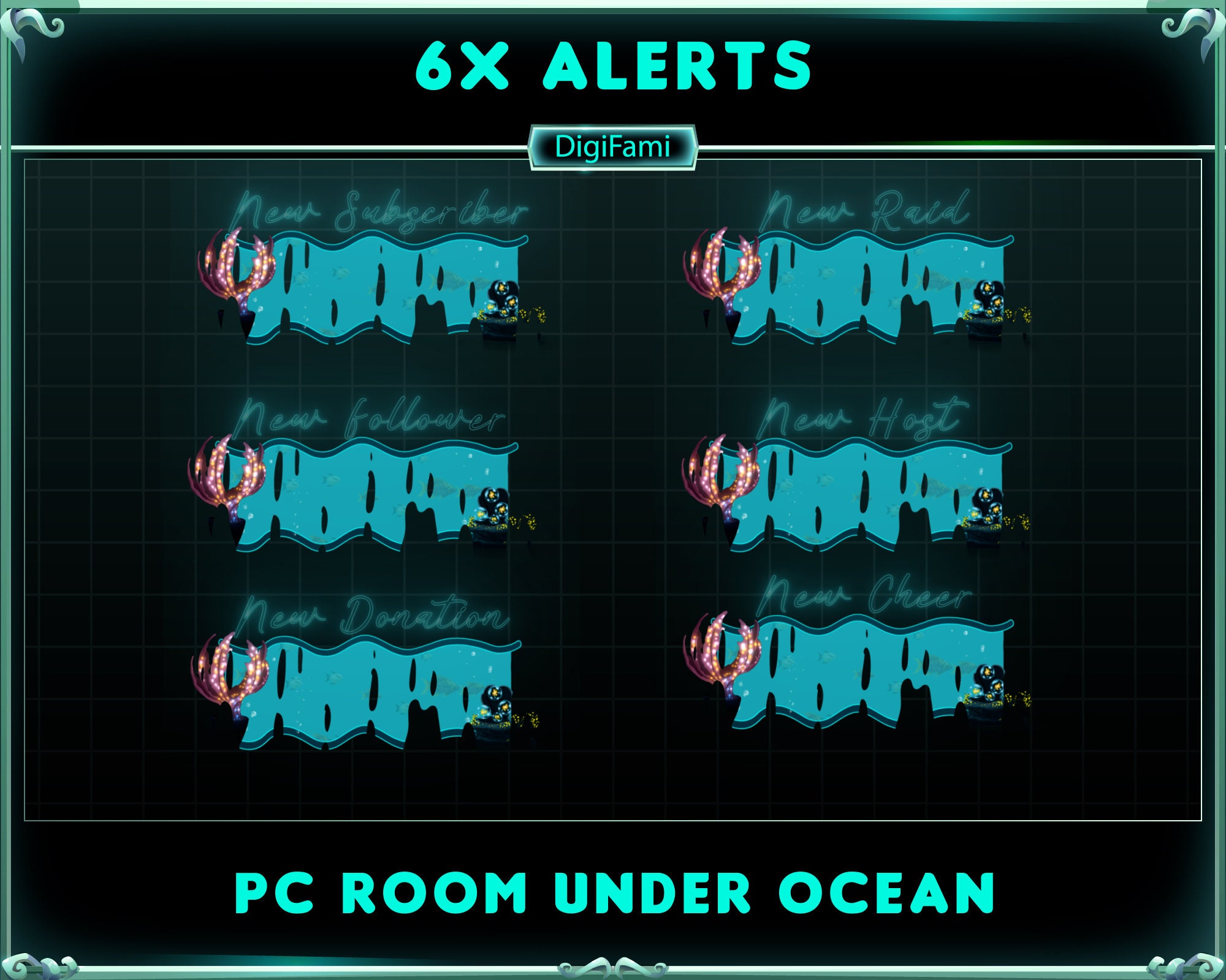 ANIMATED Twitch Alerts Ocean Fish, Ocean Stream Alerts, Deep Sea Fishes ...