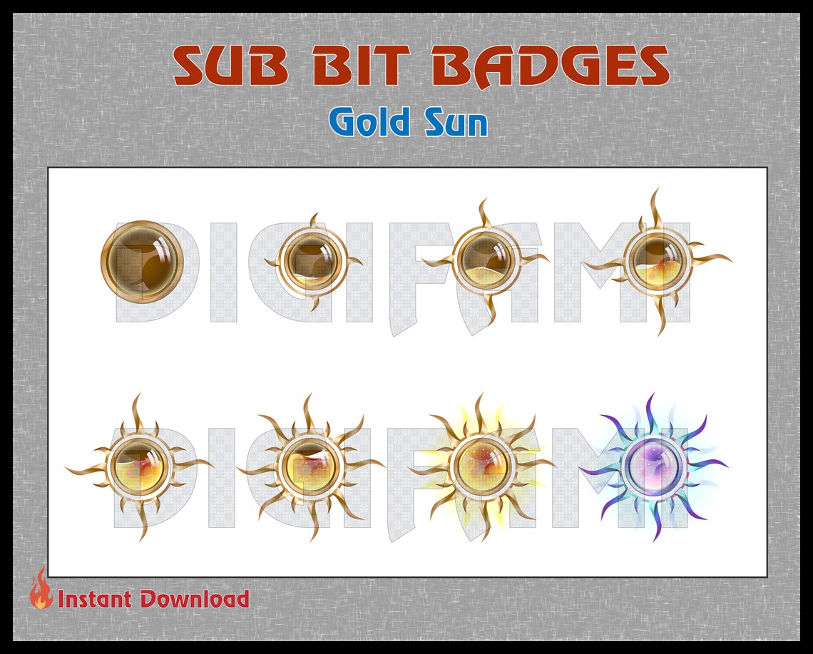 Magic Sun Twitch Sub Badges / Gold Sun Twitch Sub Badges / Yellow Sun ...