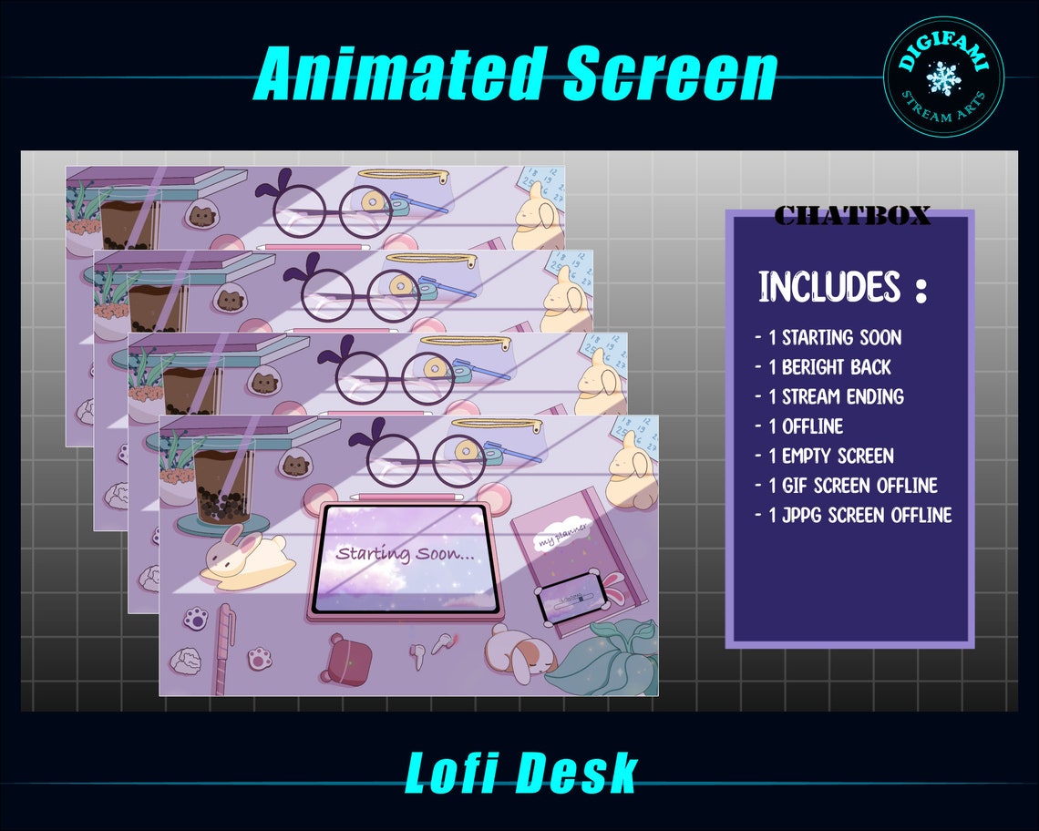 ANIMATED Twitch Stream Screen Overlays Lofi iPad Desk, Aesthetic ...