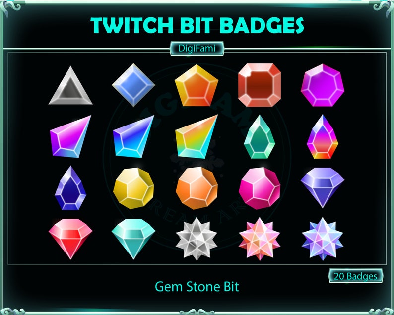 Gem Stones Twitch Bit Badges Set, Gem Stones Twitch Bit Badges, Crystal ...