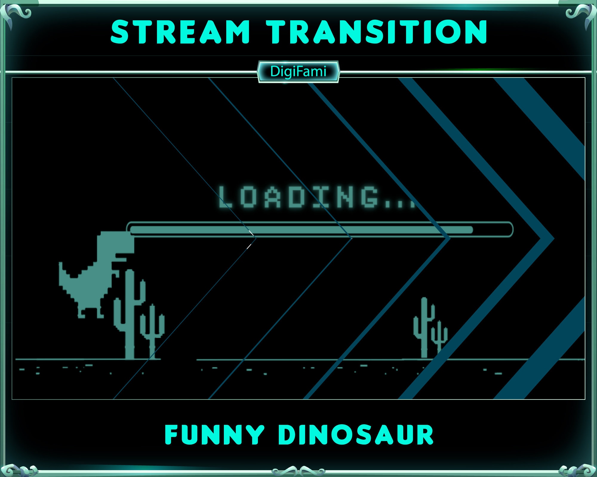Cute Running Dinosaur Animated Stream Screen Transition, Cute Pixel ...