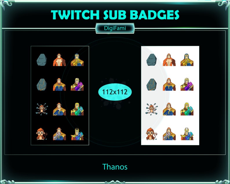 Thanos Twitch Sub Badges, Tha-nos Twitch Sub Badge, Monkey Twitch Sub ...