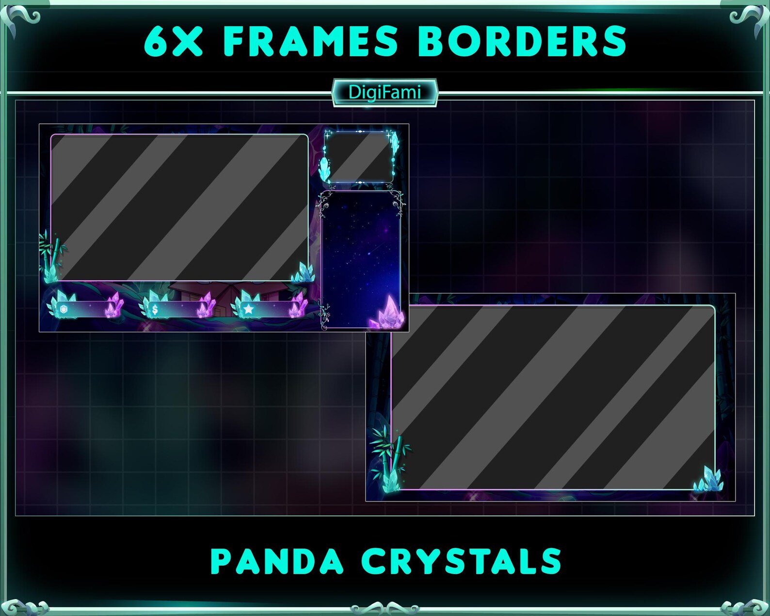 ANIMATED Twitch Stream Overlay Package Cute Crystal Panda, Panda in ...