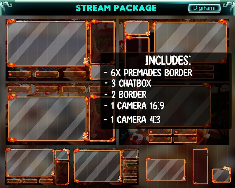 Fox in Fall PC Room Animated Twitch Overlay Bundle, Fox in Autumn Game ...