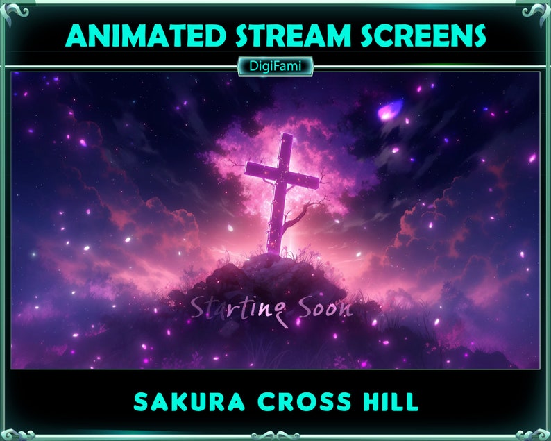 Cross Sakura Hill ANIMATED Twitch Stream Overlays, Cross Sakura Hill ...