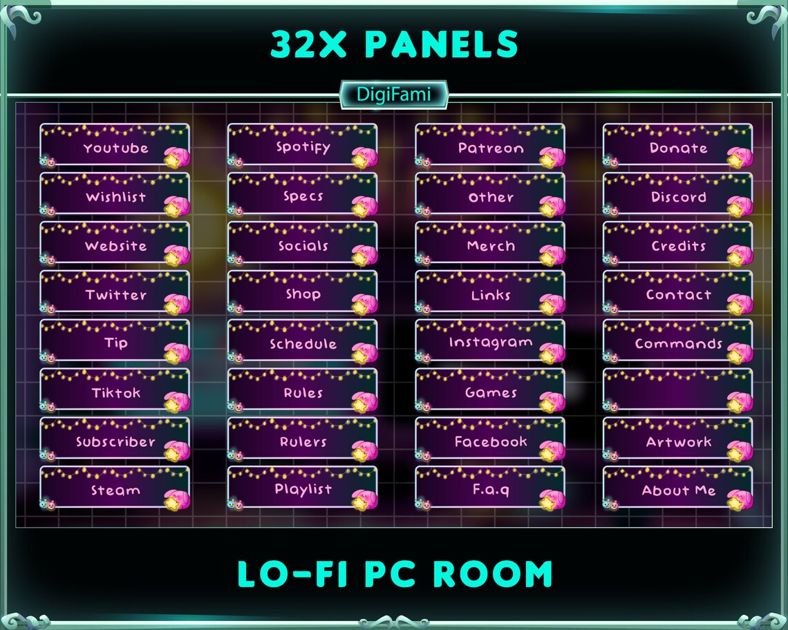 Animated Twitch Overlay Package Lofi Game Room Lofi PC Set-up - Etsy