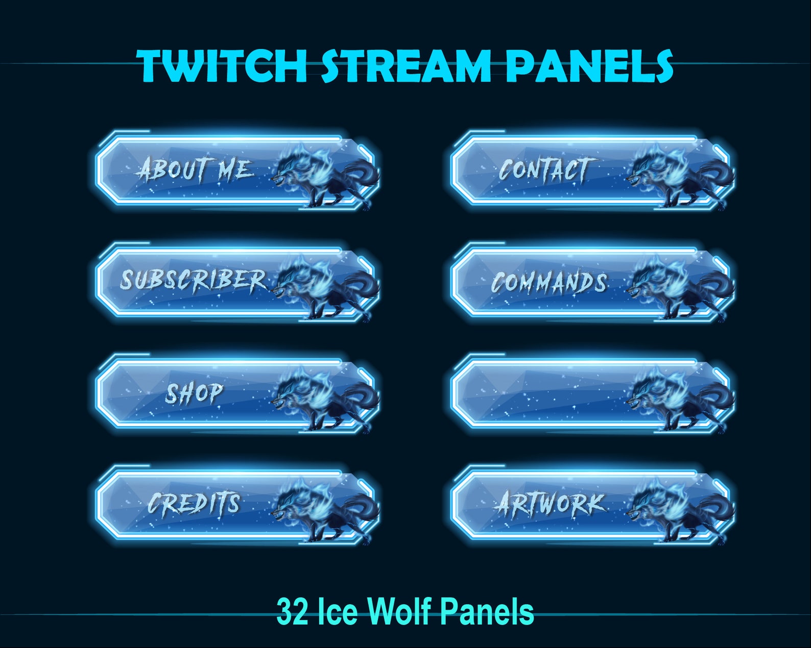 Twitch Panels ICE Wolf, Ice Wolf Panels for Streamers, Vtubers, OBS ...
