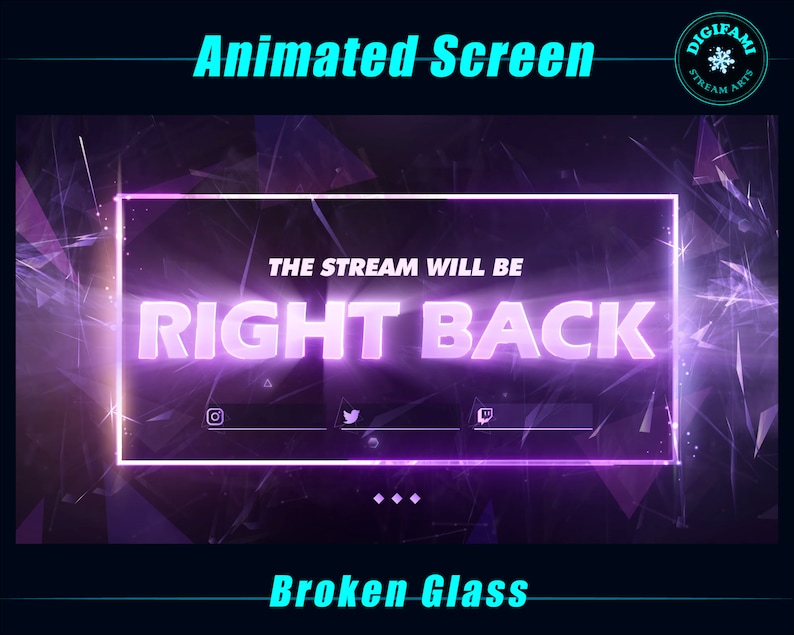 Broken Glass Animated Stream Screens, Minimalist Purple Twitch Screen ...