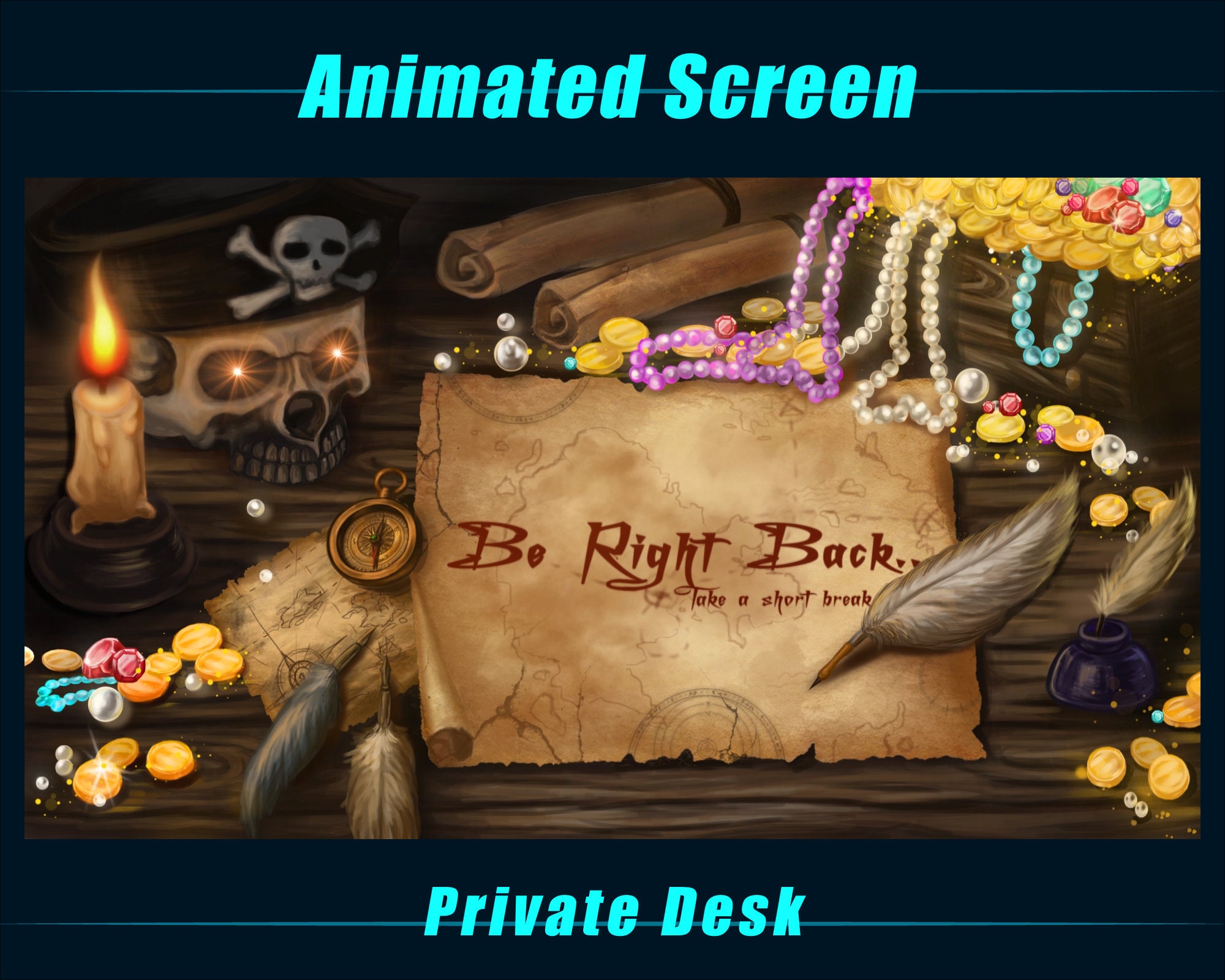 Animated Scenes Twitch Overlays Pirate Desk / Pirate Treasure Animated ...