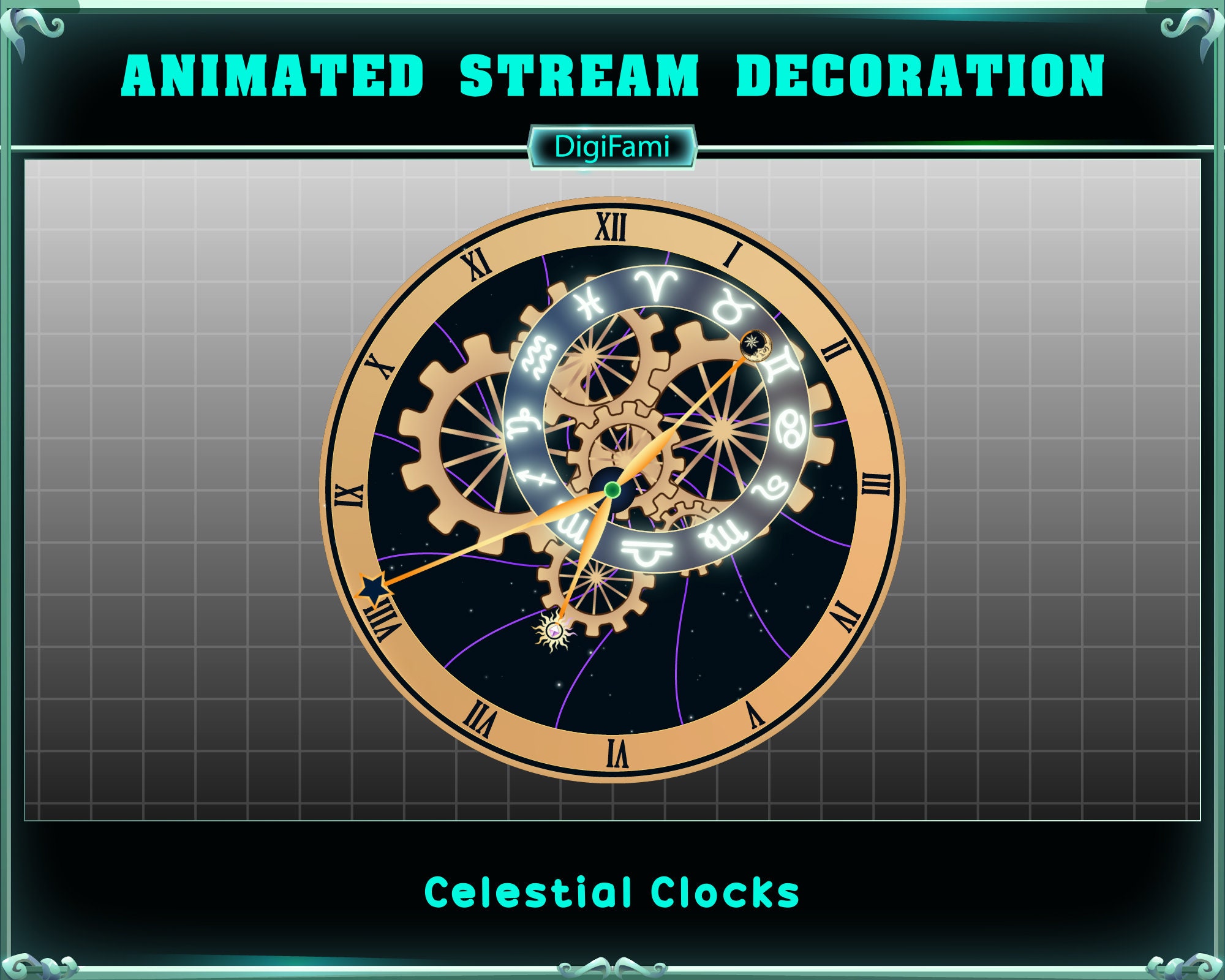 Animated Twitch Stream Decoration Celestial Clocks, Celestial Stream ...
