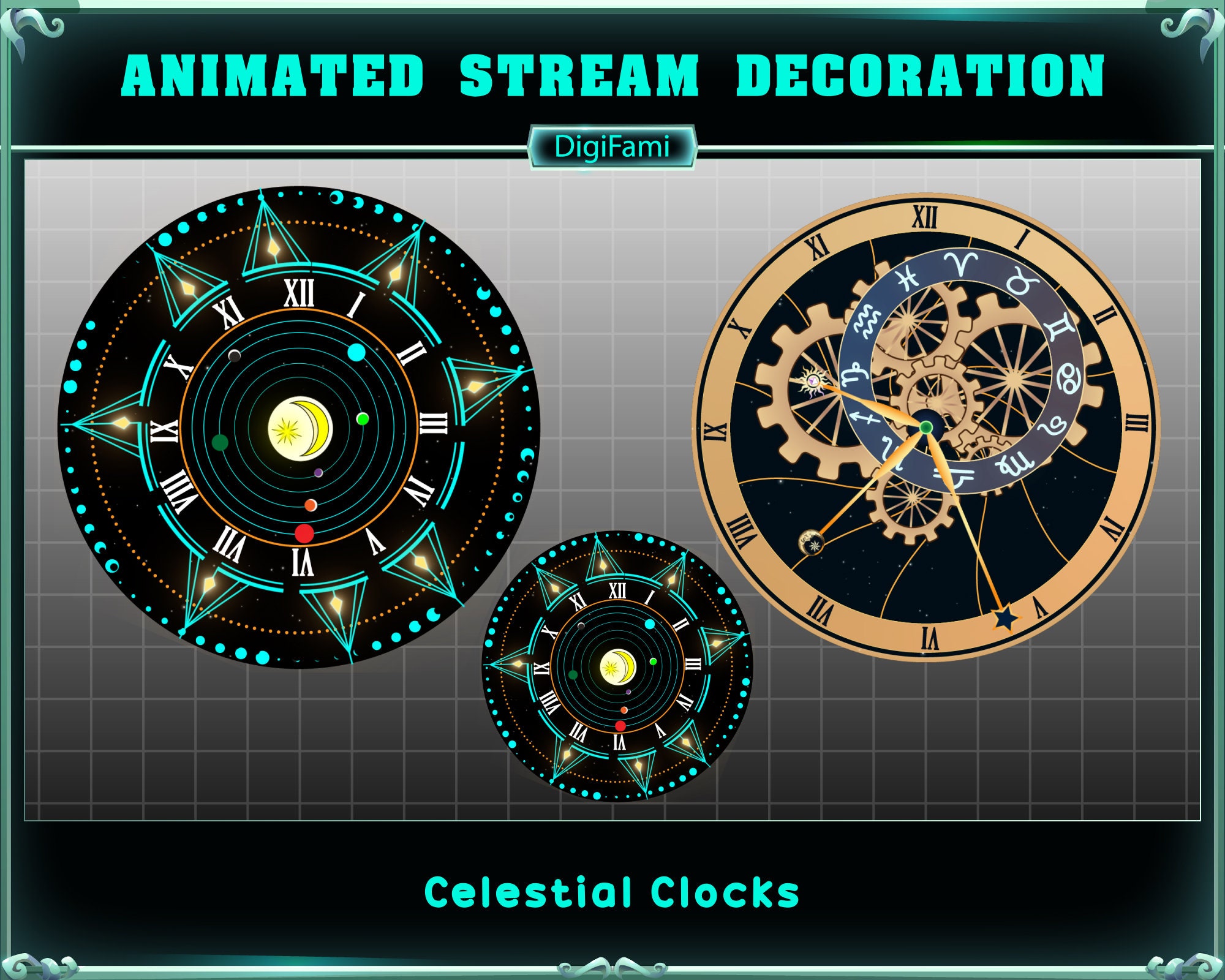 Animated Twitch Stream Decoration Celestial Clocks, Celestial Stream ...