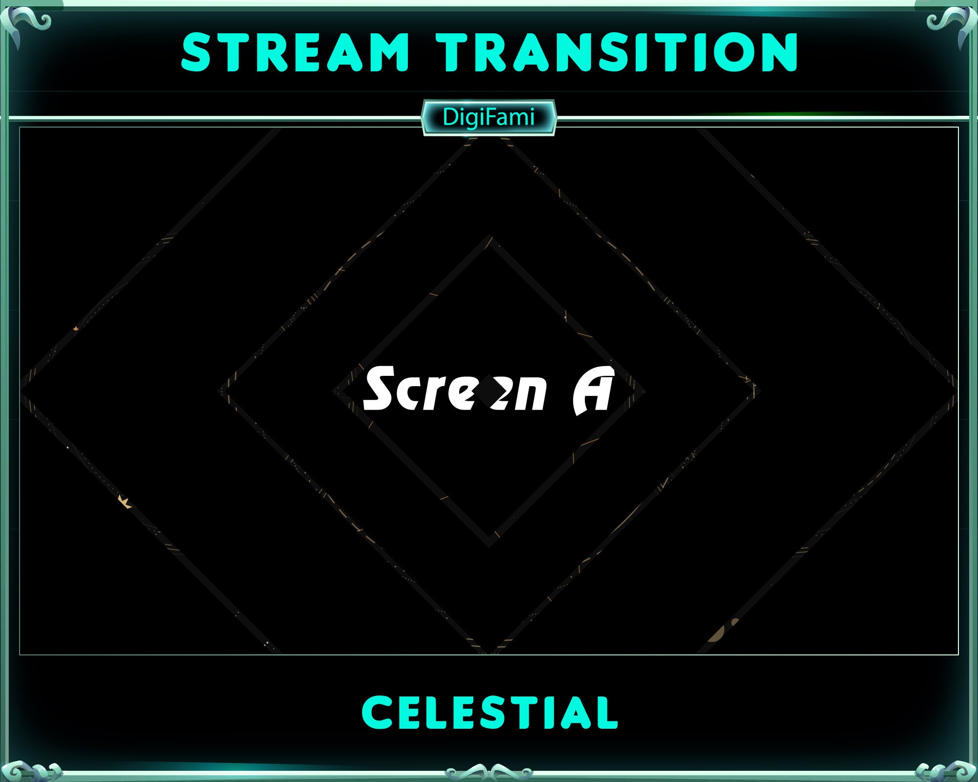 Gold Celestial Twitch Transition, Celestial Tarot Stream Scene ...