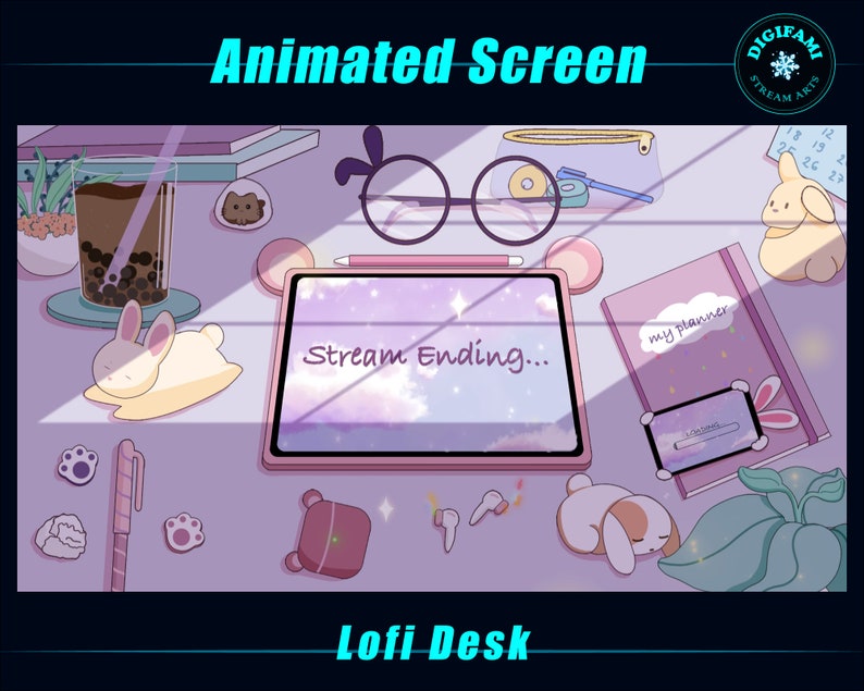 ANIMATED Twitch Stream Screen Overlays Lofi iPad Desk, Aesthetic ...