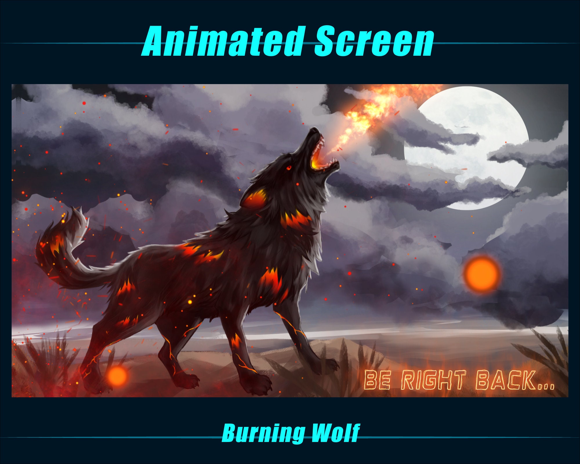 ANIMATED Twitch Fire Wolf Screen Overlays / Burning Wolf Twitch Stream ...
