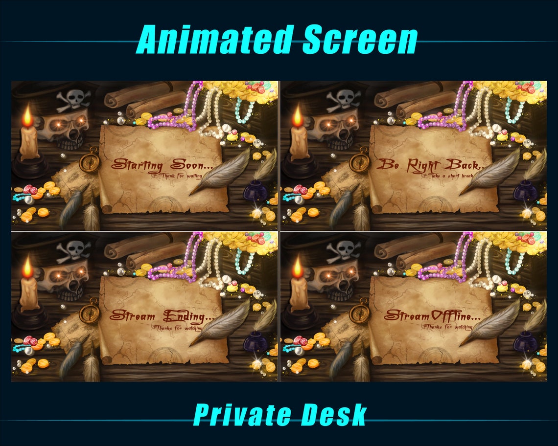 Animated Scenes Twitch Overlays Pirate Desk / Pirate Treasure Animated ...