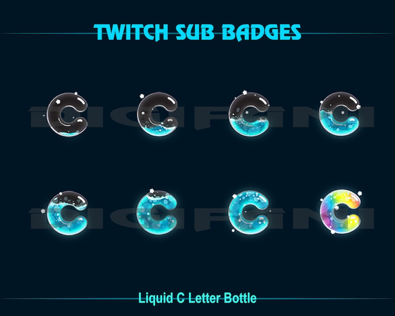 Letter C Twitch Sub Badges / Liquid Letter C Bottle Twitch Sub Badges ...