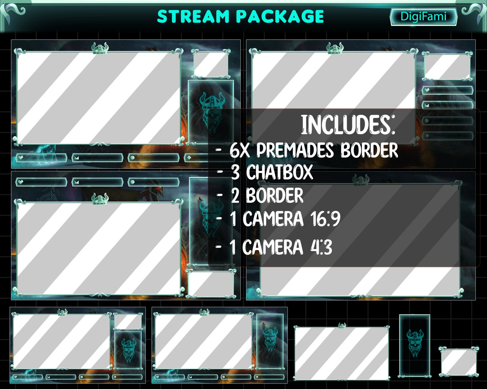 Burning Viking Ship Animated Twitch Stream Overlay Package, Viking ...