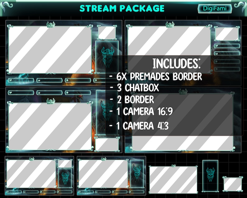Burning Viking Ship Animated Twitch Stream Overlay Package, Viking ...