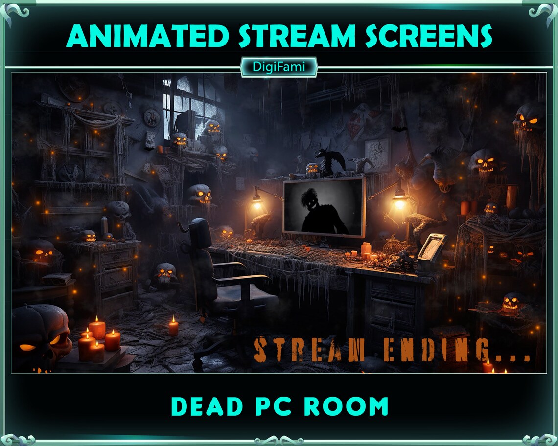 Animated Twitch Stream Overlays Dead PC Room, Horror PC Room Animated ...